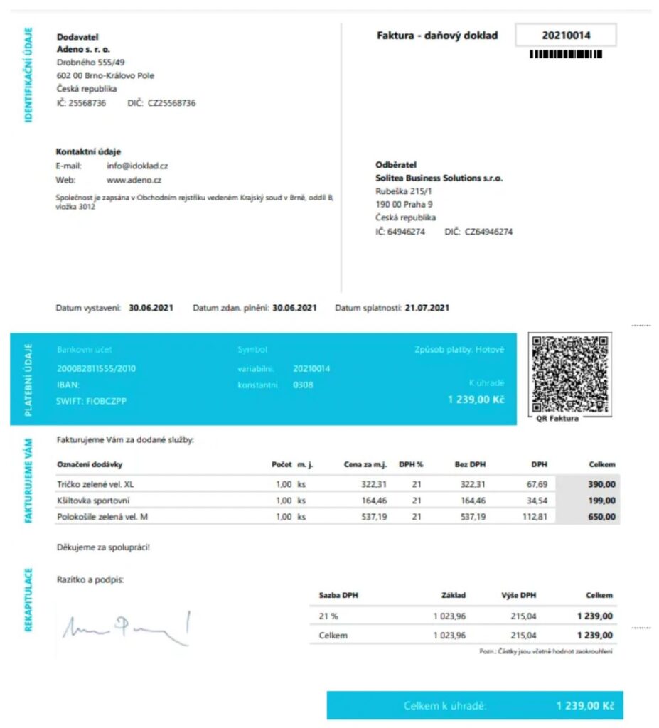 Co musí obsahovat vydaná faktura - iDoklad online fakturace